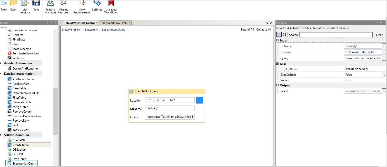 Portable DataBase- Execute Non Query | Robility Docs Portable DataBase- Execute Non Query | Robility Docs